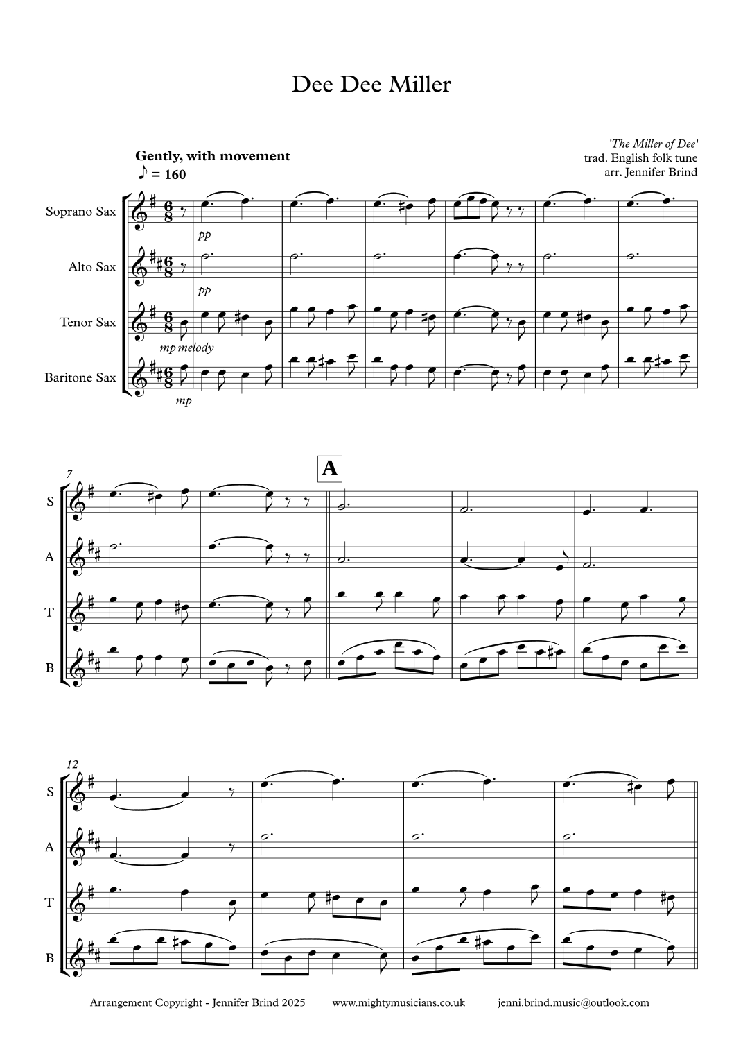 Dee Dee Miller (arr. Jennifer Brind) by Traditional English Folk Song ...