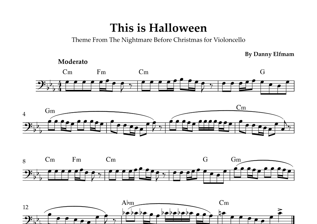 This Is Halloween (arr. PastMusician) von Danny Elfman Noten zum Cello ...