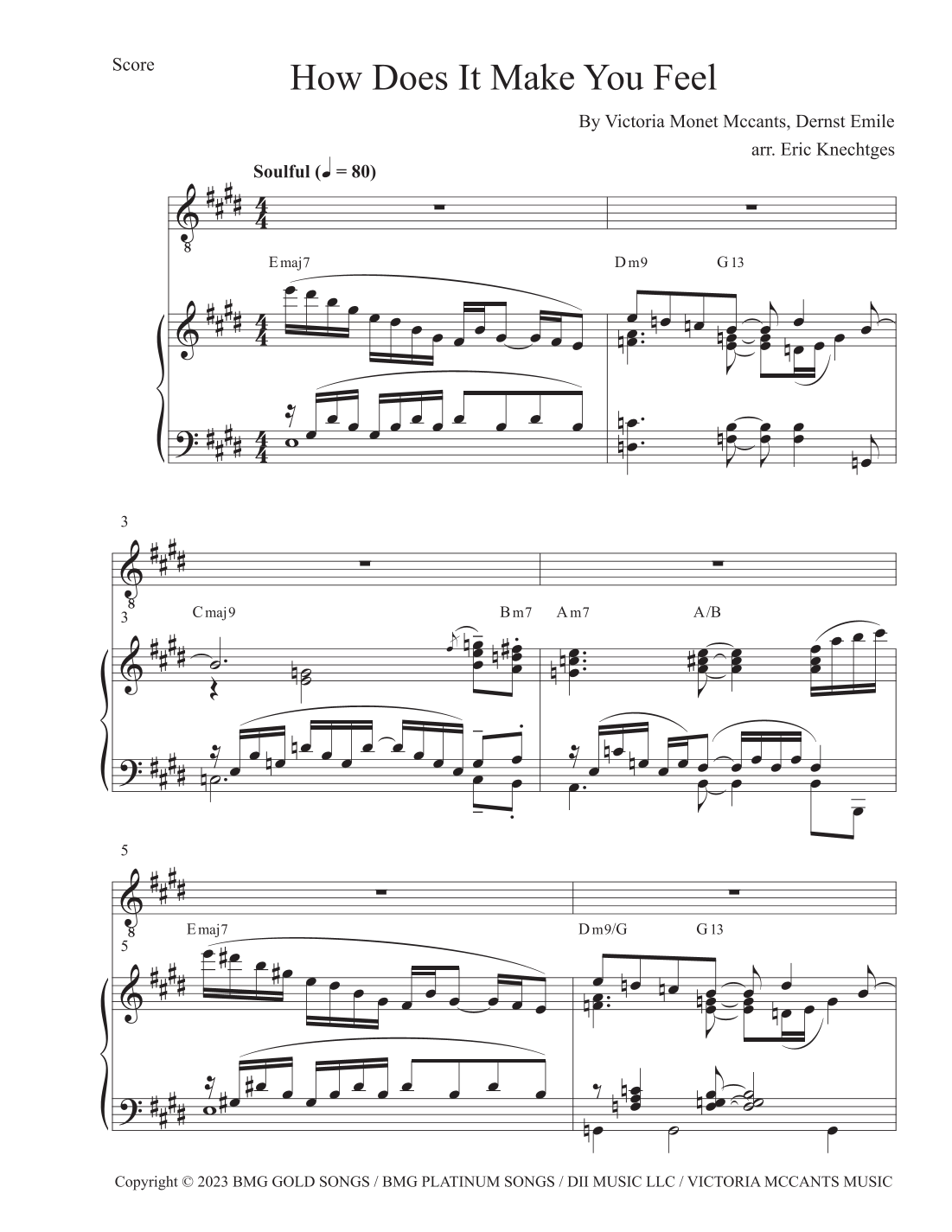 How Does It Make You Feel (arr. E. Knechtges) by Victoria Monet Sheet ...
