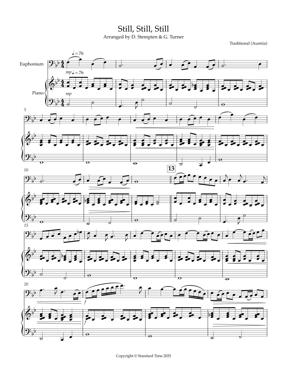 Still, Still, Still for Euphonium Solo with Piano Accompaniment ...