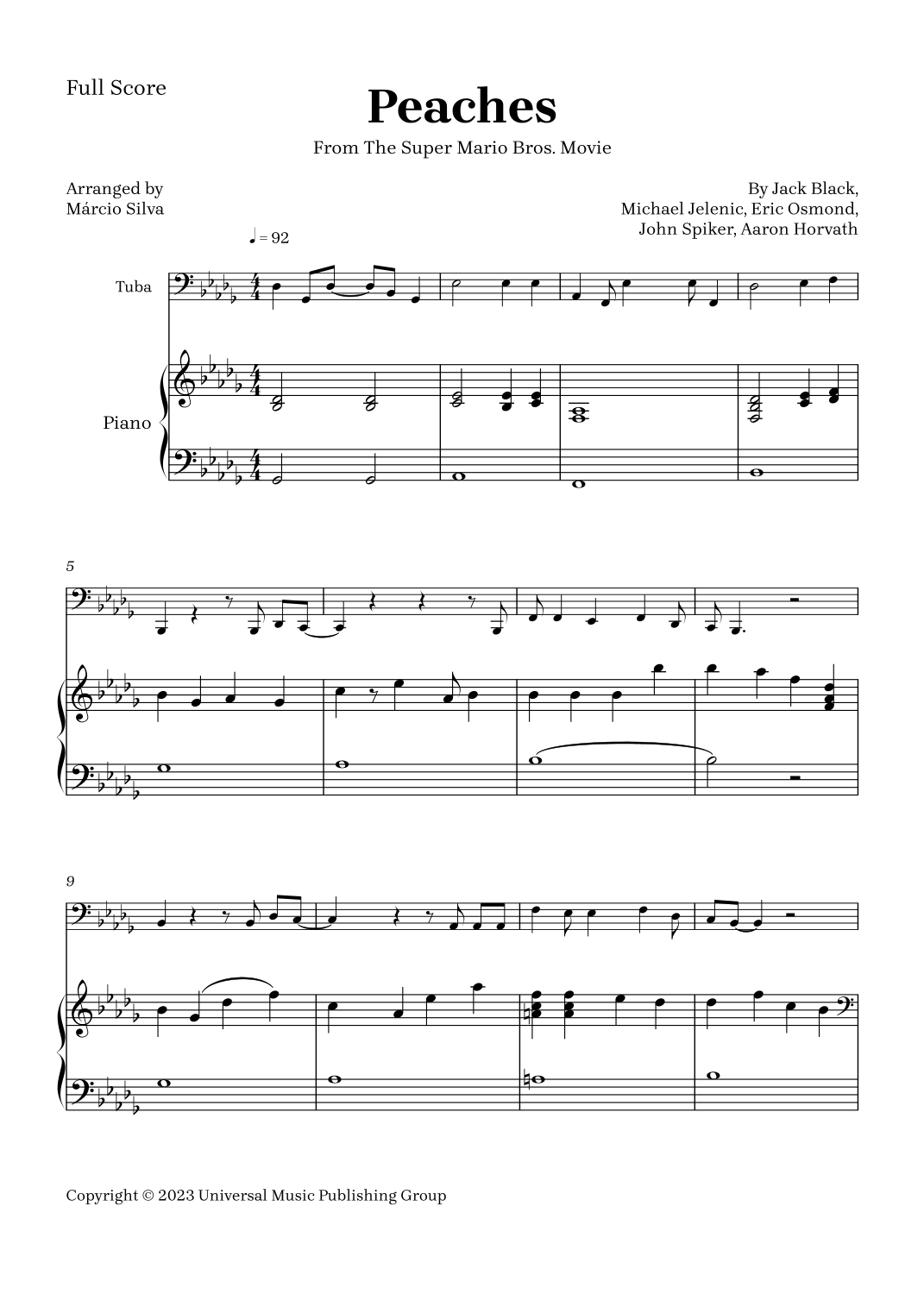 Peaches arr M rcio Silva By Jack Black Sheet Music For Tuba And Peaches arr M rcio Silva By Jack Black Sheet Music For Tuba And