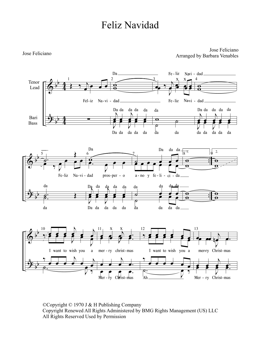 Feliz Navidad (arr. Barbara Venables) por Clay Walker Partituras para ...