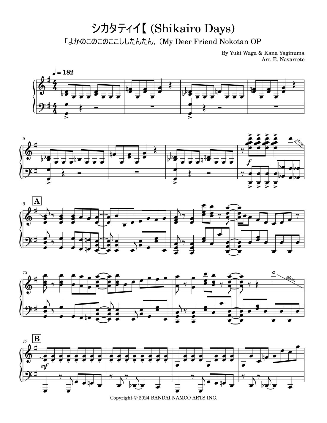 Shikairo Days (arr. E. Navarrete) by Shikanoko Nokonoko Koshitantan ...