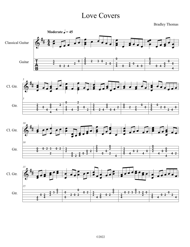 Love Covers Sheet Music | Bradley Thomas | Guitar Tab
