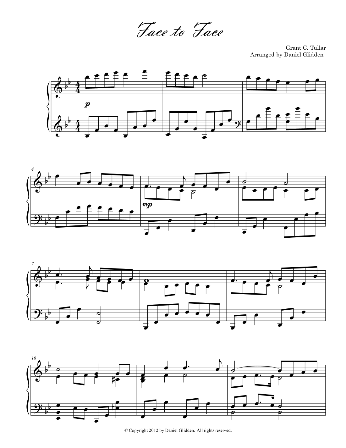 Face to Face (arr. Daniel Glidden) by Carrie E. Breck (text) / Grant C ...