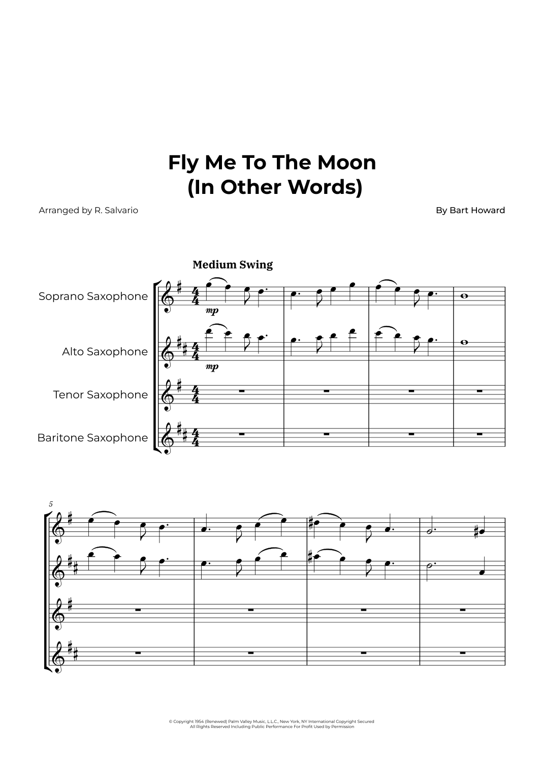 Fly Me To The Moon (In Other Words) (arr. R. Salvario) par Tony Bennett ...
