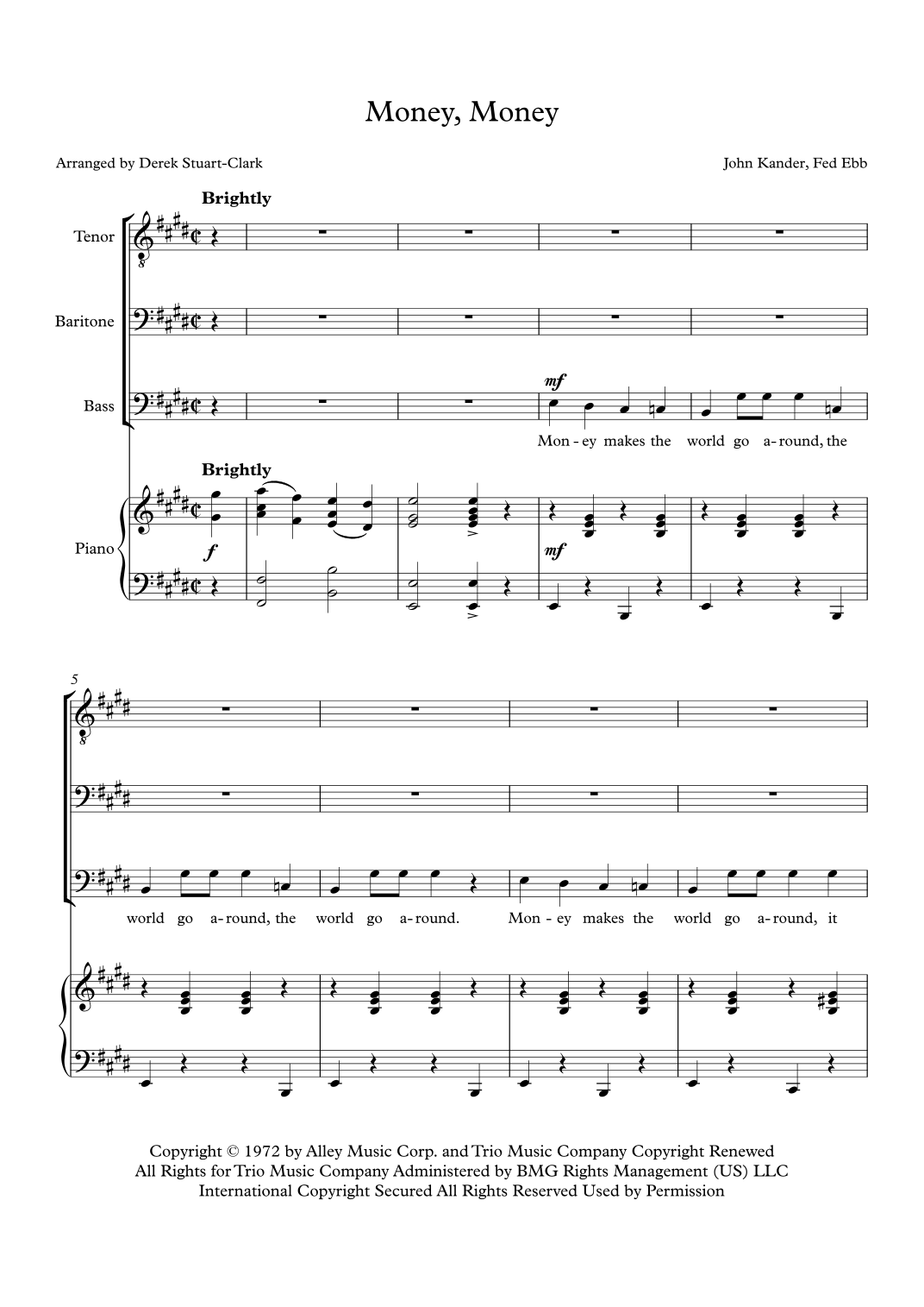 Money, Money (arr. Derek STUART-CLARK) por John Kander Partituras para ...