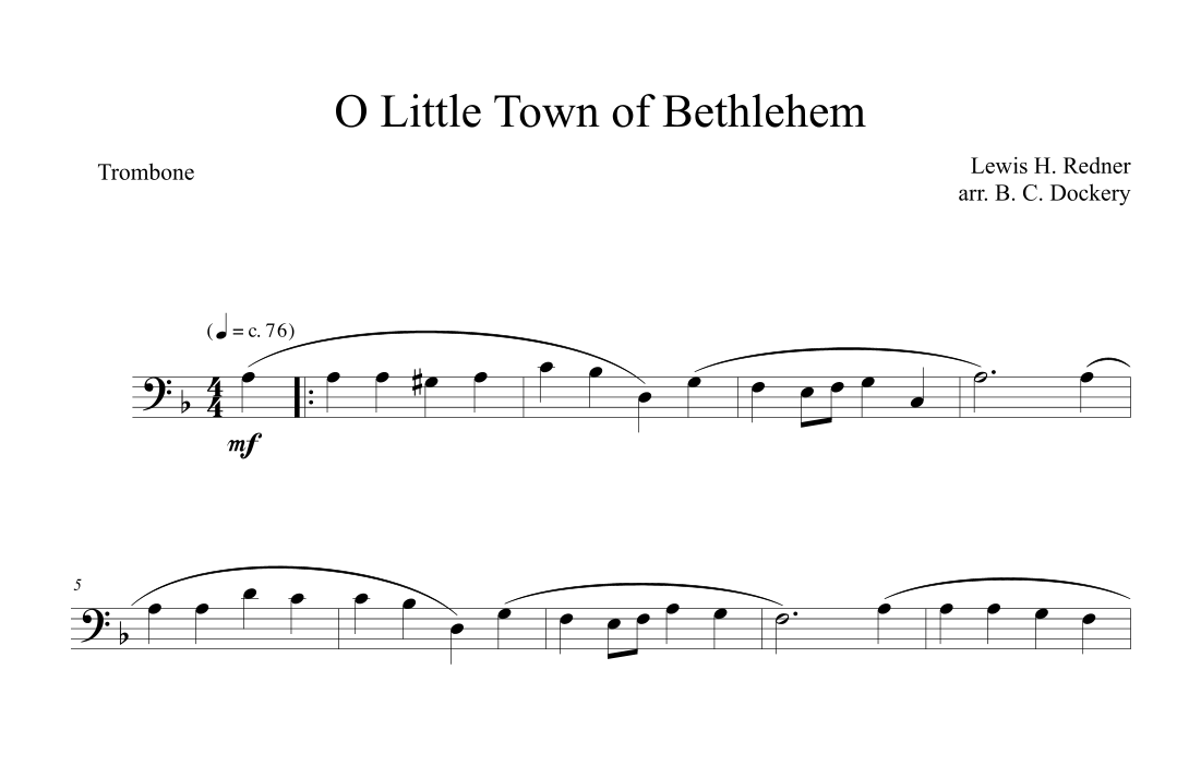 O Little Town of Bethlehem (Trombone Solo) (arr. B. C. Dockery) by ...