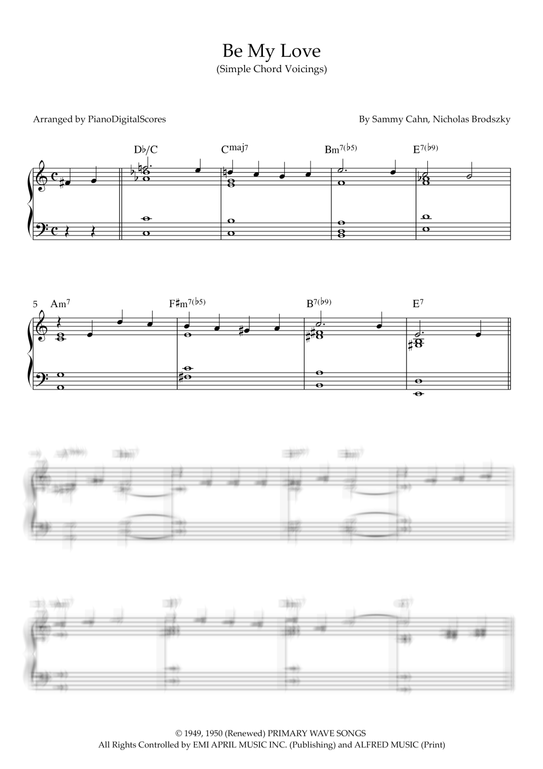 Be My Love (arr. PianoDigitalScores) Sheet Music | Nicholas Brodszky ...