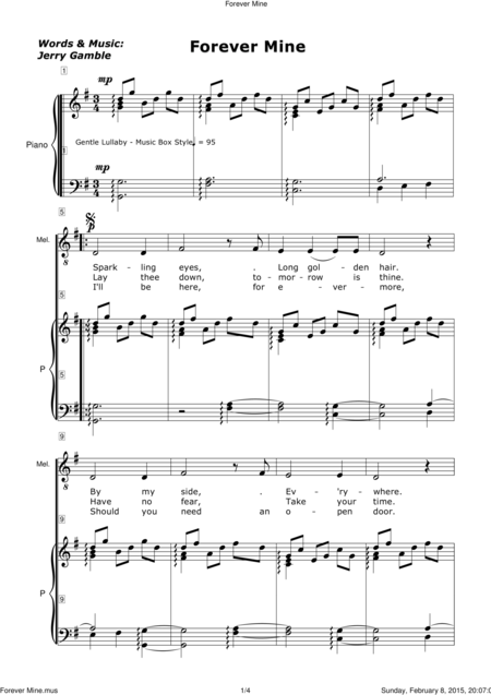 Forever Mine by Jerry Gamble Sheet Music for Piano, Vocal & Guitar ...