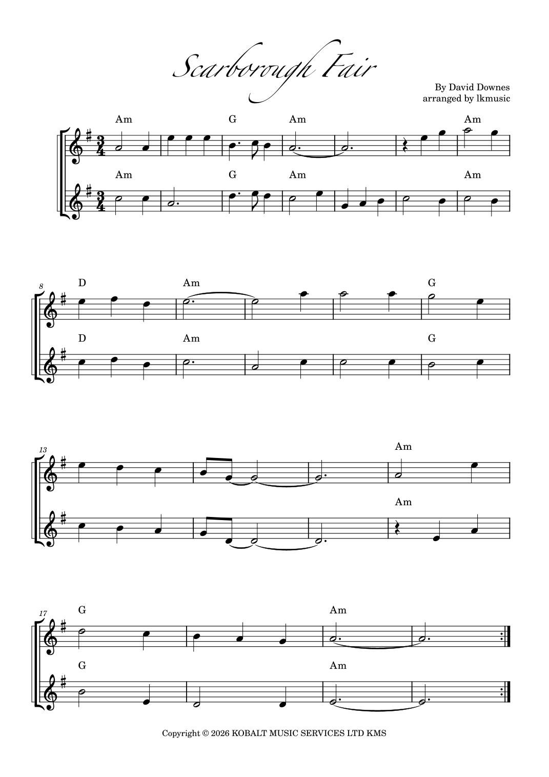 Scarborough Fair (arr. Lkmusic) by David Downes Sheet Music for Alto ...