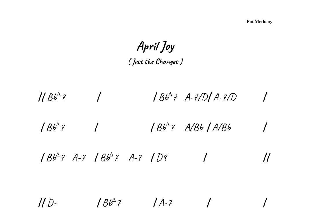 April Joy (arr. Bronson Ferdinand Wright) by Pat Metheny Sheet Music ...