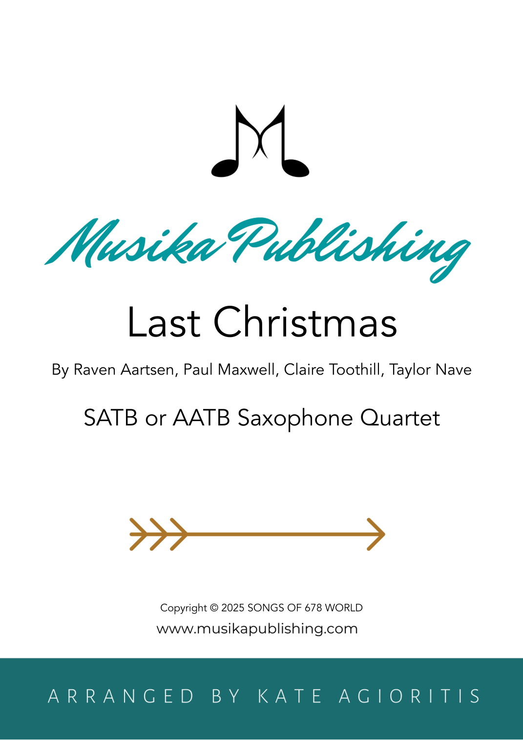 Last Christmas Cover (arr. Kate Agioritis) by Coco & Clair Clair Sheet ...