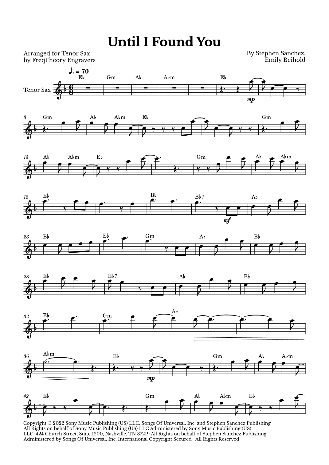 Until I Found You (arr. FreqTheory Engravers) by Stephen Sanchez Sheet ...