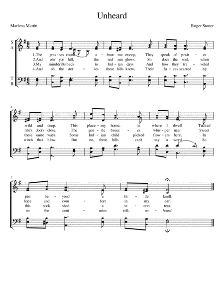 Unheard by Roger Stoner Sheet Music for SATB Choir at Sheet Music Direct