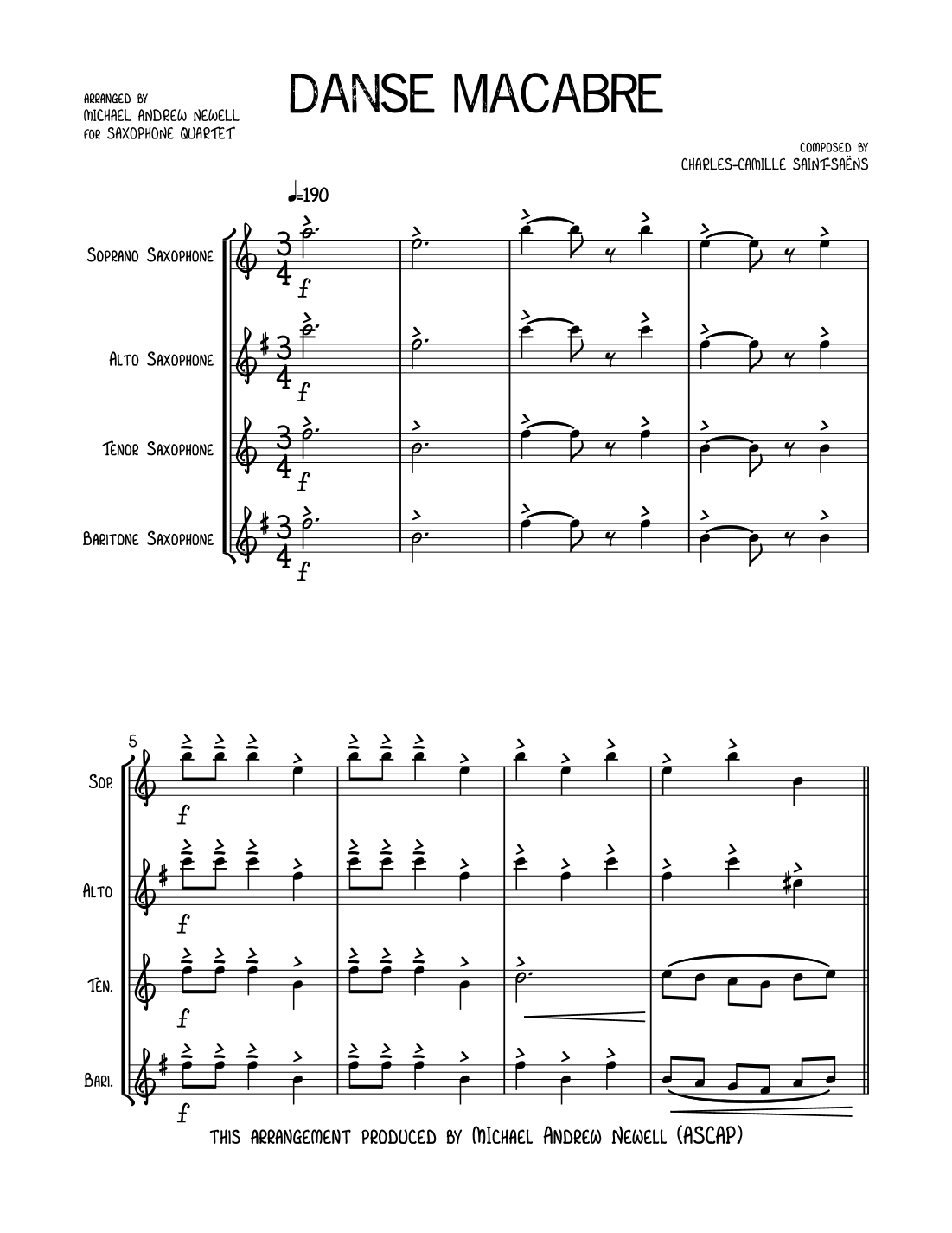Danse Macabre (Op. 40) (arr. Michael Andrew Newell) von Charles-Camille ...