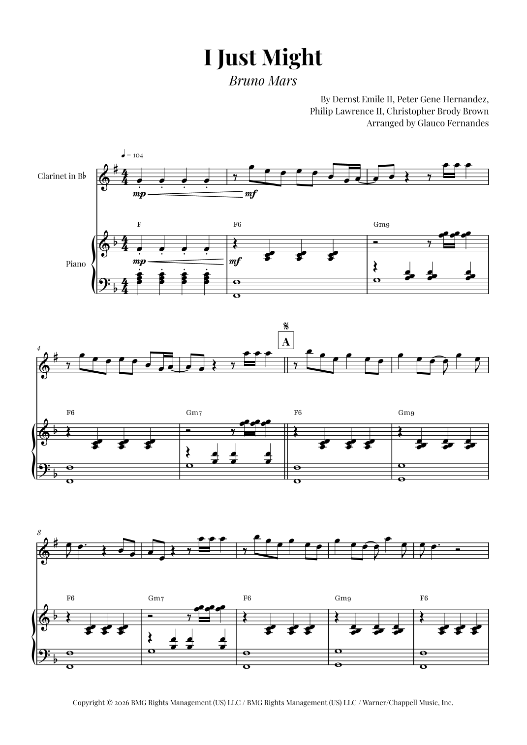 I Just Might (arr. Glauco Fernandes) by Bruno Mars Sheet Music for ...