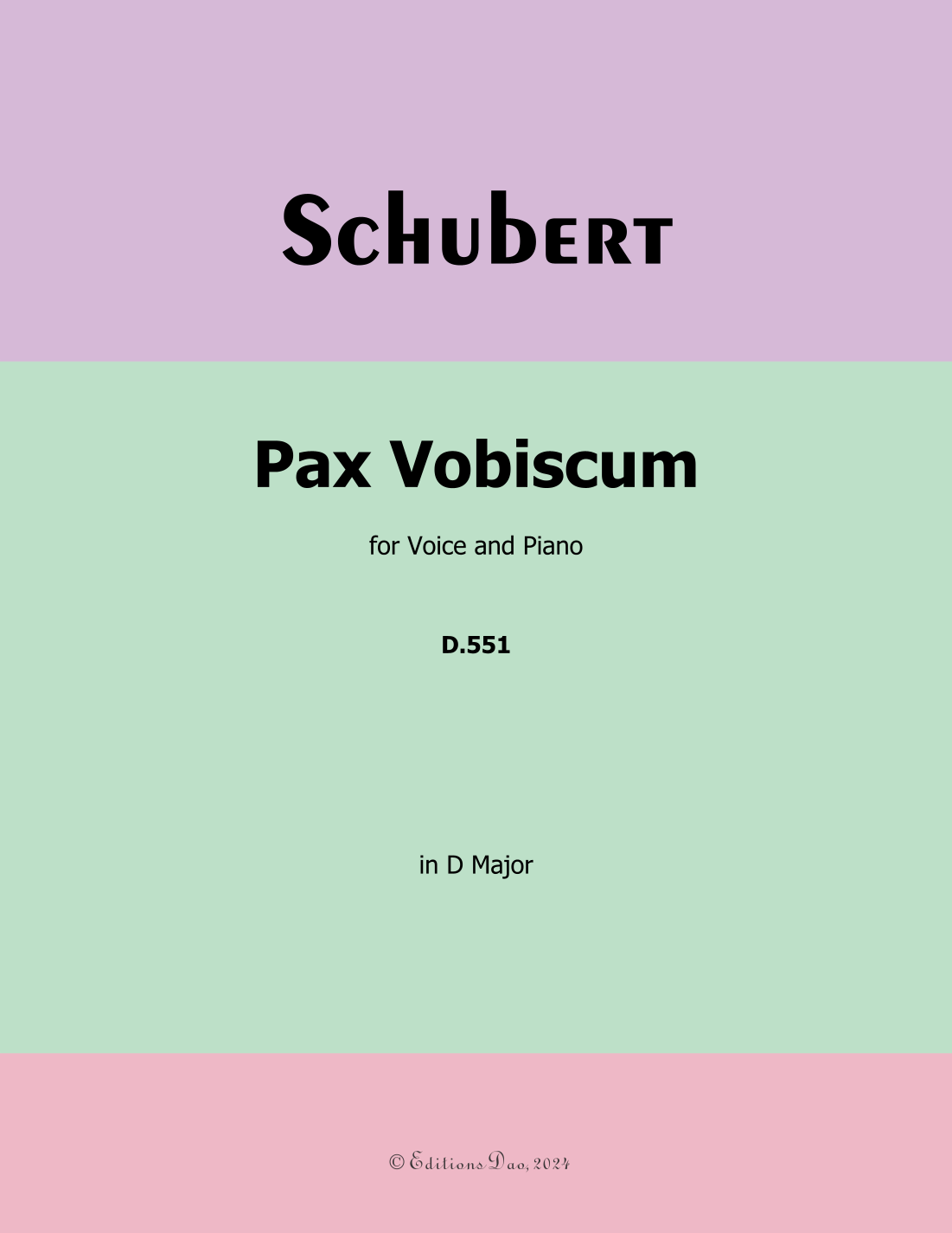 Pax Vobiscum, by Schubert, D.551, in D Major (arr. Editions Dao) by ...