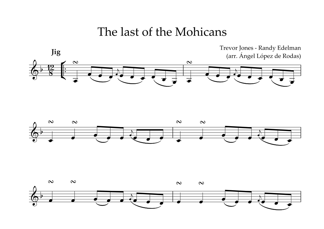 Last Of The Mohicans (main Theme) (arr. Ángel López de Rodas) by Trevor ...