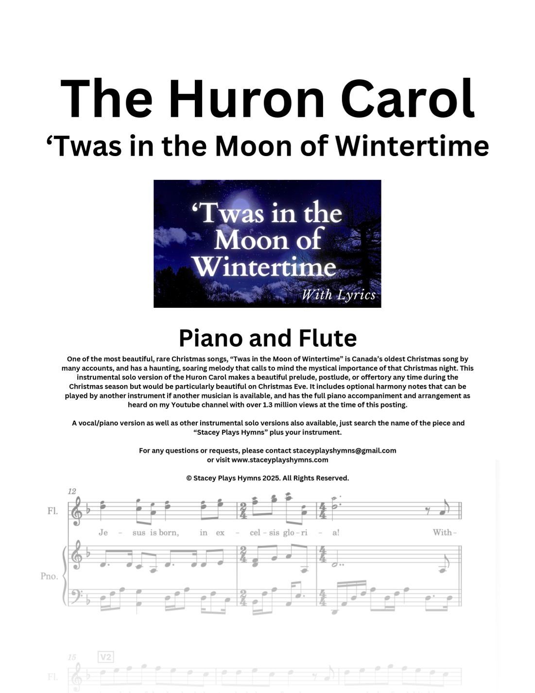The Huron Carol ('Twas in the Moon of Wintertime) - Christmas Solo for ...