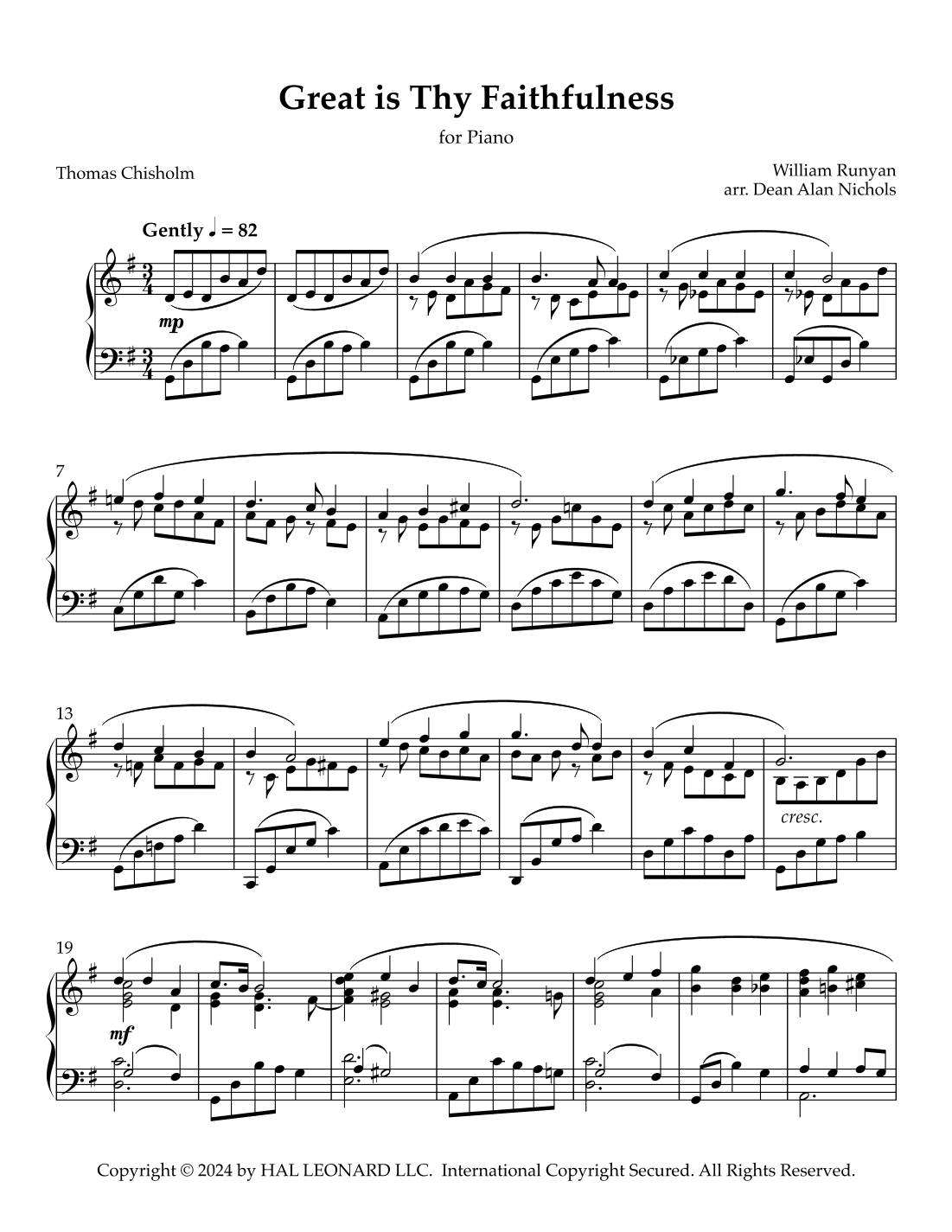 Great Is Thy Faithfulness (arr. Dean Alan Nichols) by Thomas O ...