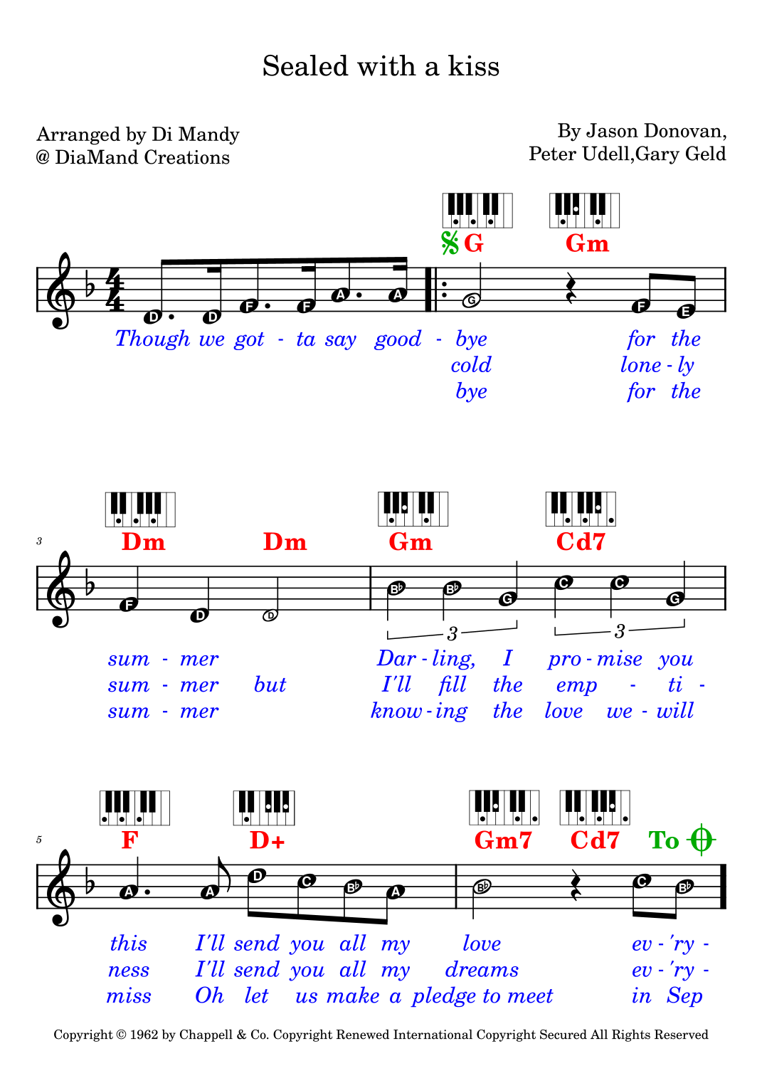 Sealed With A Kiss (arr. Dianne Mandy) by Brian Hyland Sheet Music for ...