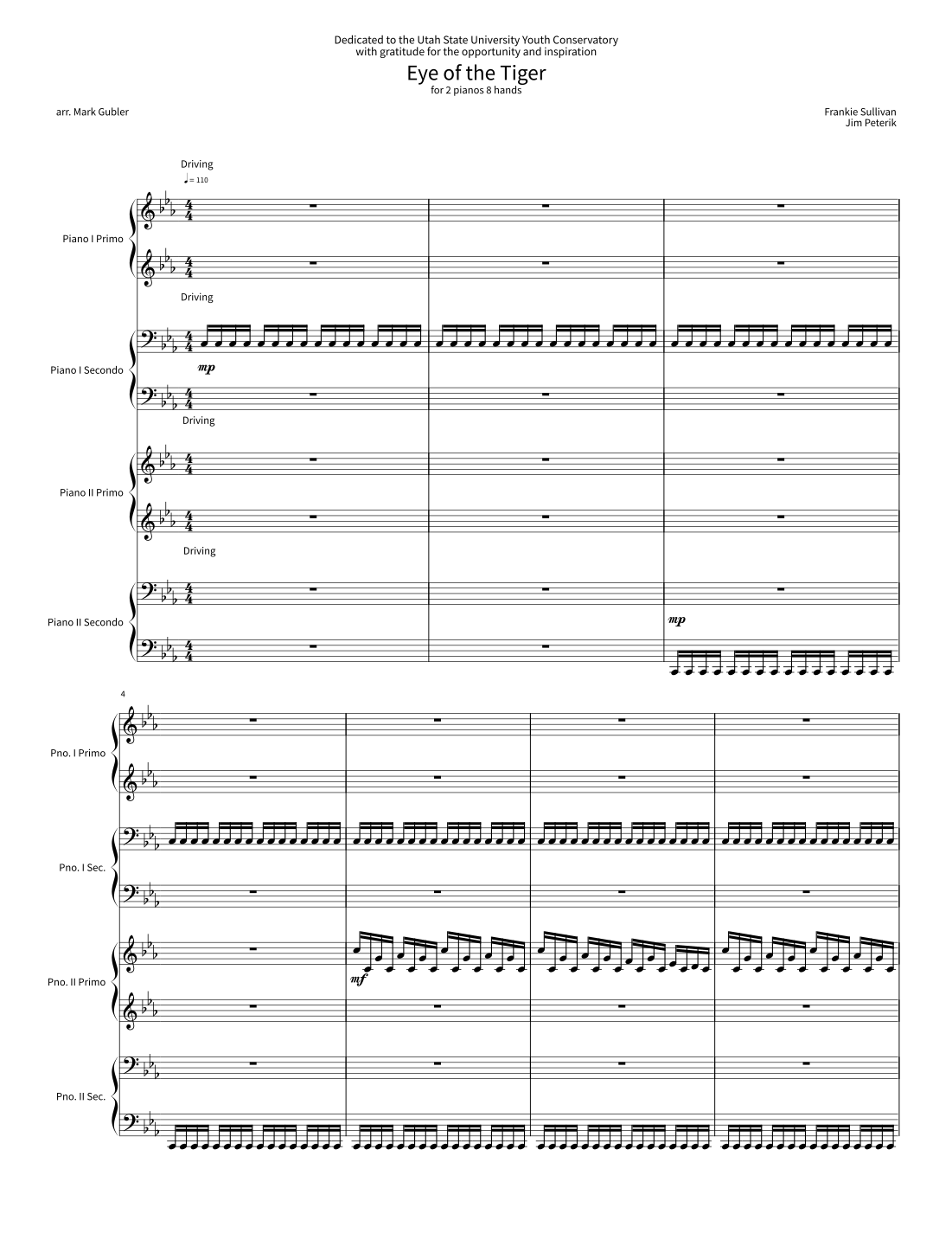 Eye Of The Tiger (arr. Mark Gubler) by Survivor Sheet Music for String ...