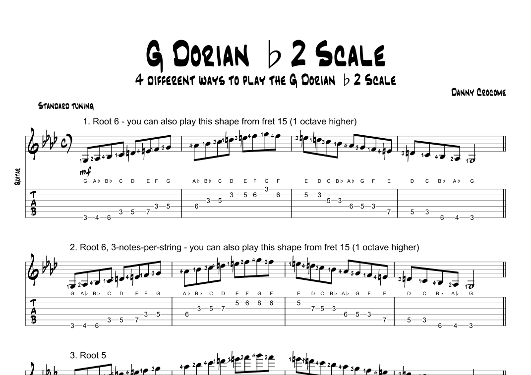 G Dorian b2 Scale (4 Ways to Play) by Traditional Sheet Music for ...