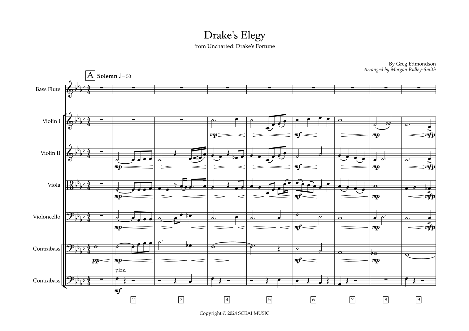 Drake S Elegy (arr. Morgan Ridley-Smith) by Greg Edmonson Sheet Music ...