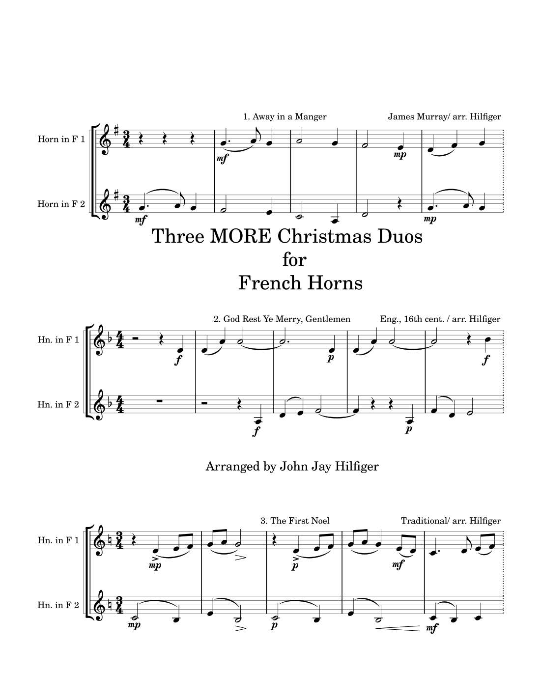 Three MORE Christmas Duos for French Horns (arr. John Jay Hilfiger) by ...