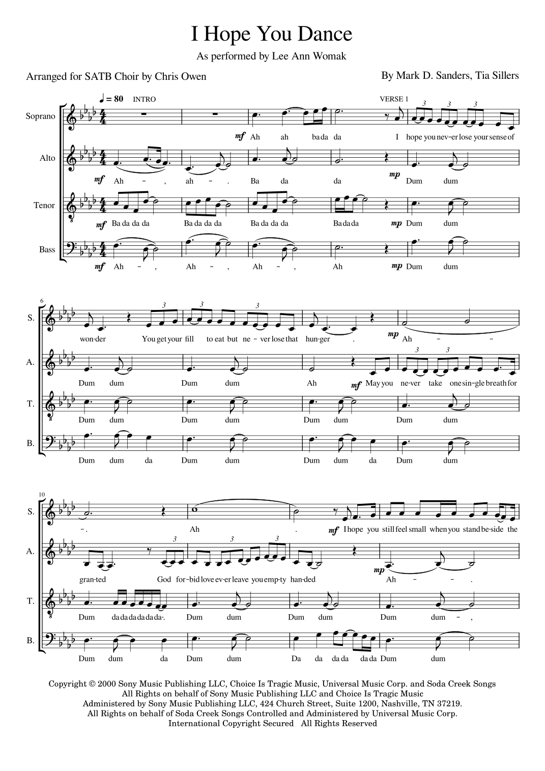 I Hope You Dance (arr. Chris Owen) by Lee Ann Womack With Sons Of The ...
