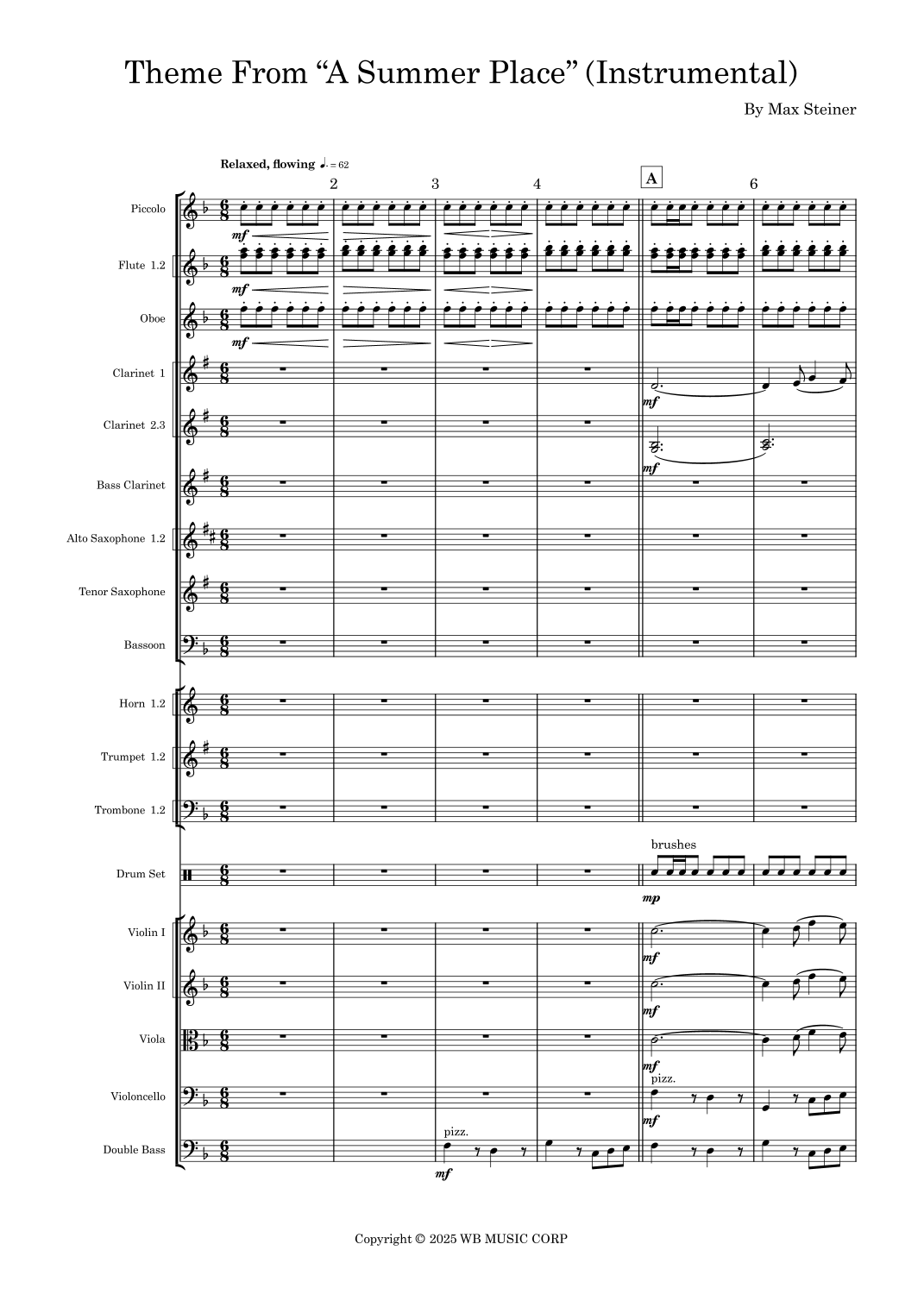 Theme From "A Summer Place" (Instrumental) (arr. Kevin Riley) by Max ...