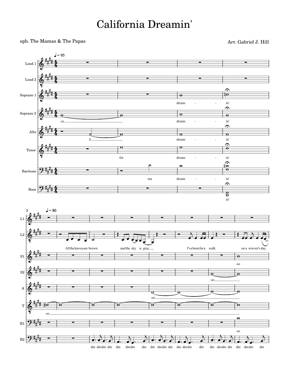 California Dreamin' (arr. Gabriel J. Hill) by The Mamas & The Papas ...