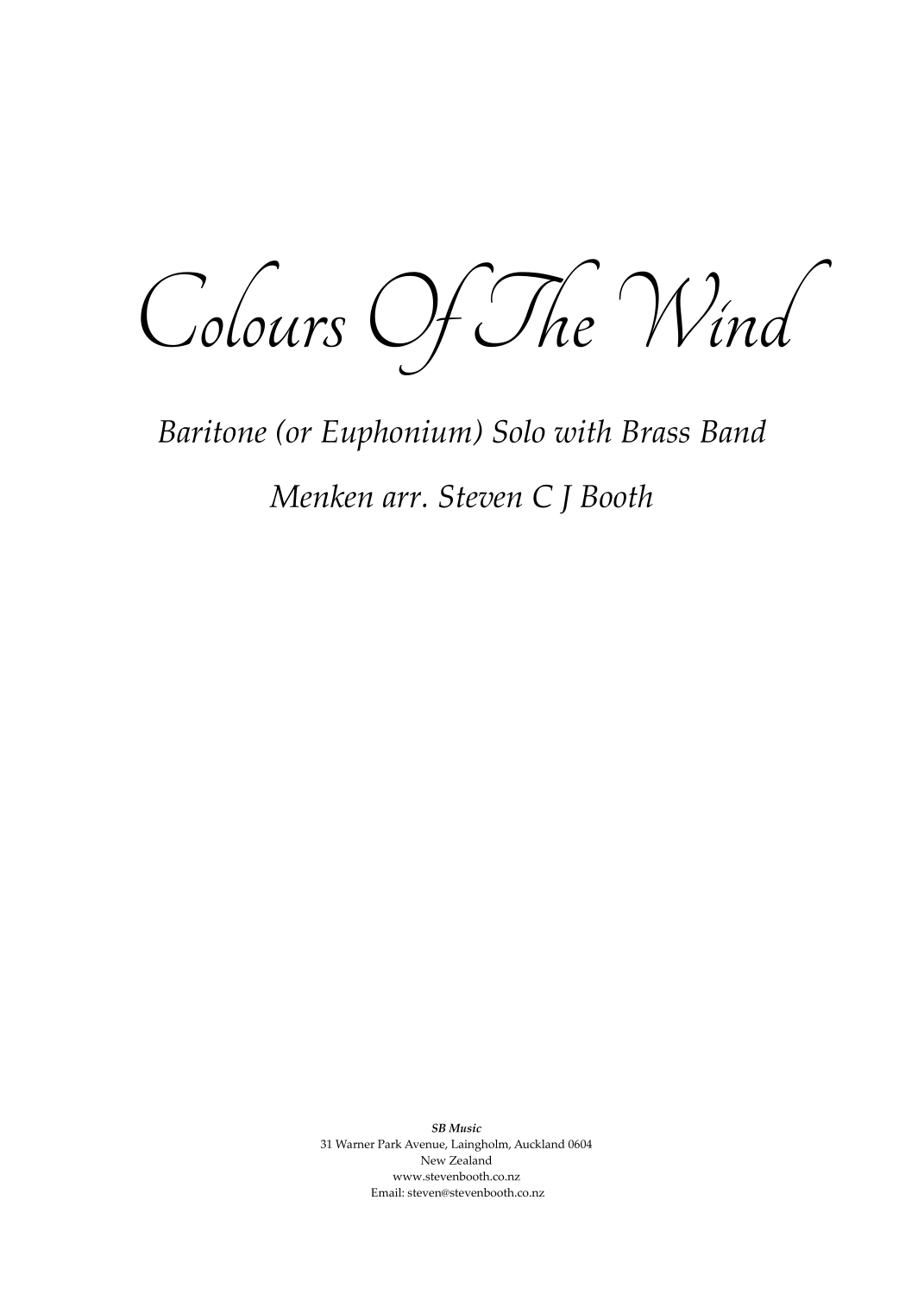 Colors Of The Wind (arr. Steven Booth) by Vanessa Williams Sheet Music ...