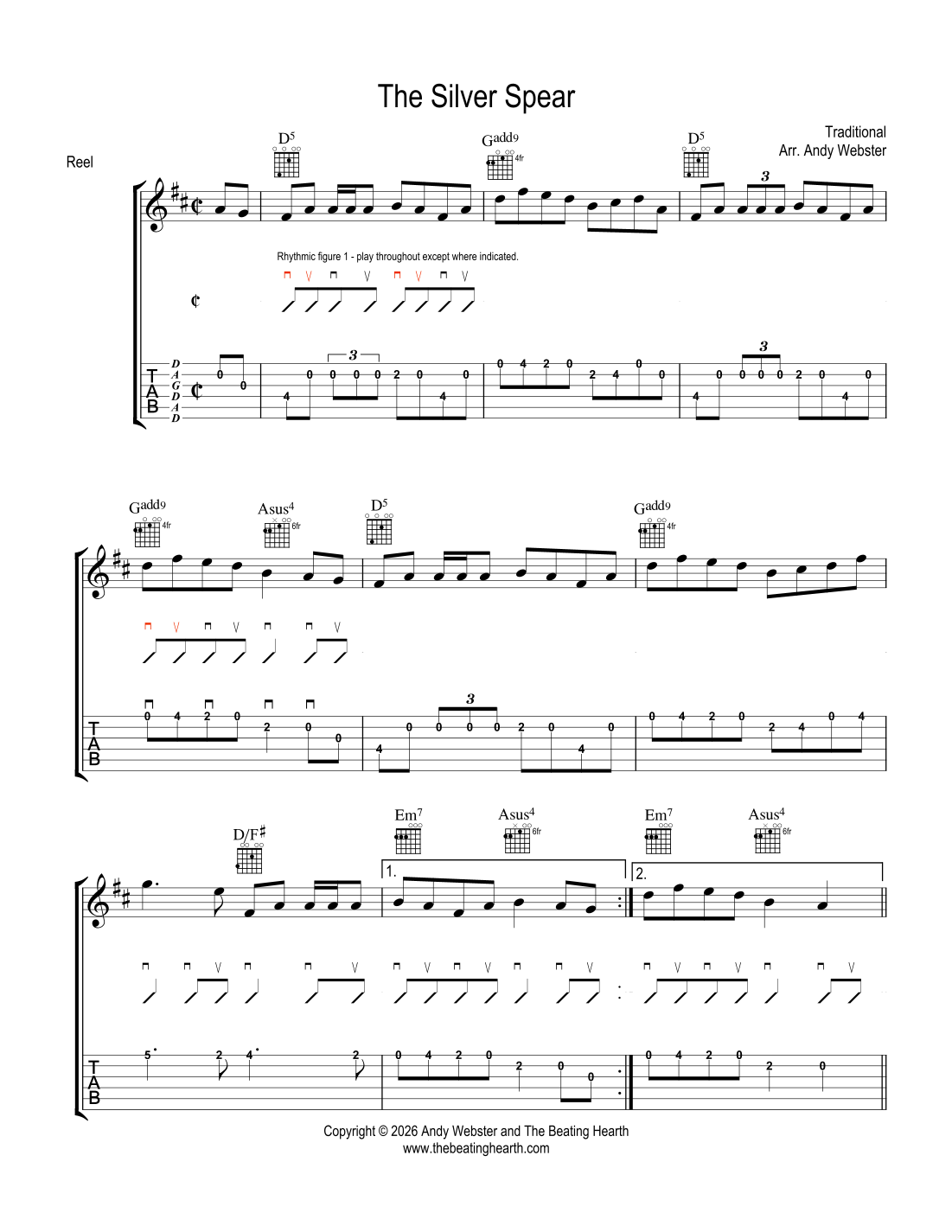 The SIlver Spear - Reel - for DADGAD guitar (arr. Andy Webster/The ...