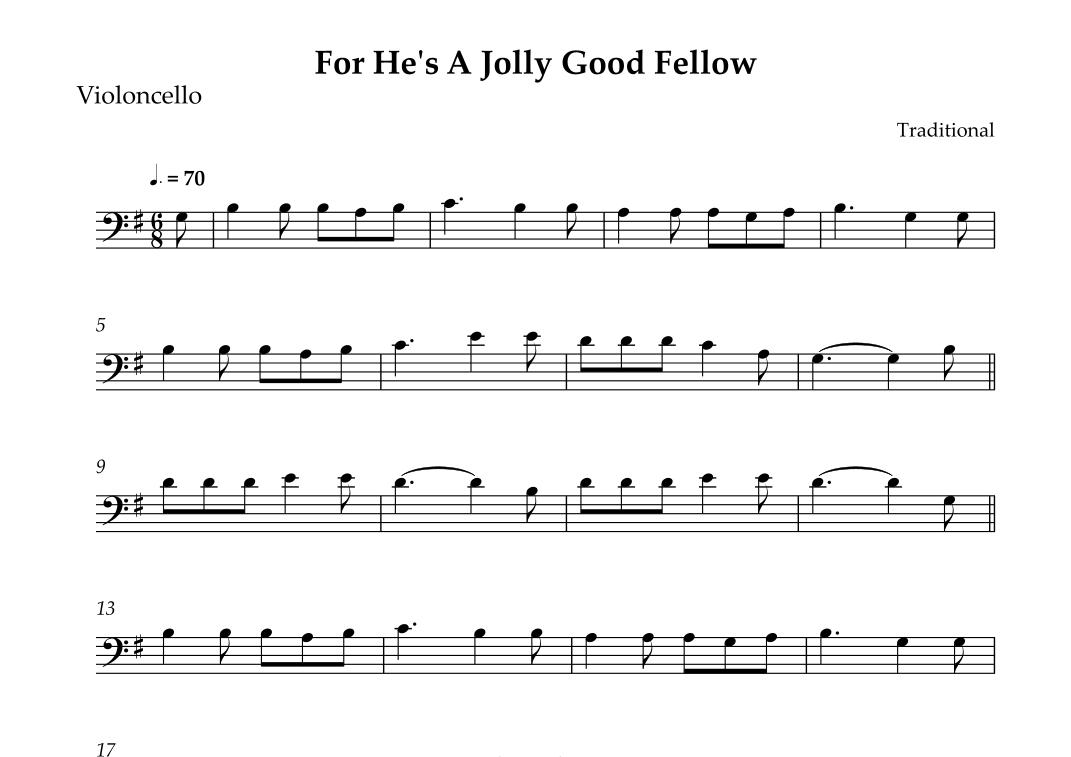 For He's A Jolly Good Fellow (arr. Wesley S. SIlva) by Traditional ...