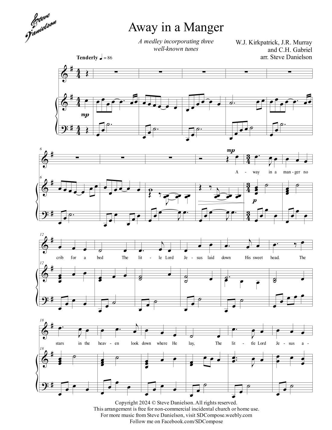 Away in a Manger (arr. Steve Danielson) by J.R. Murray Sheet Music for ...