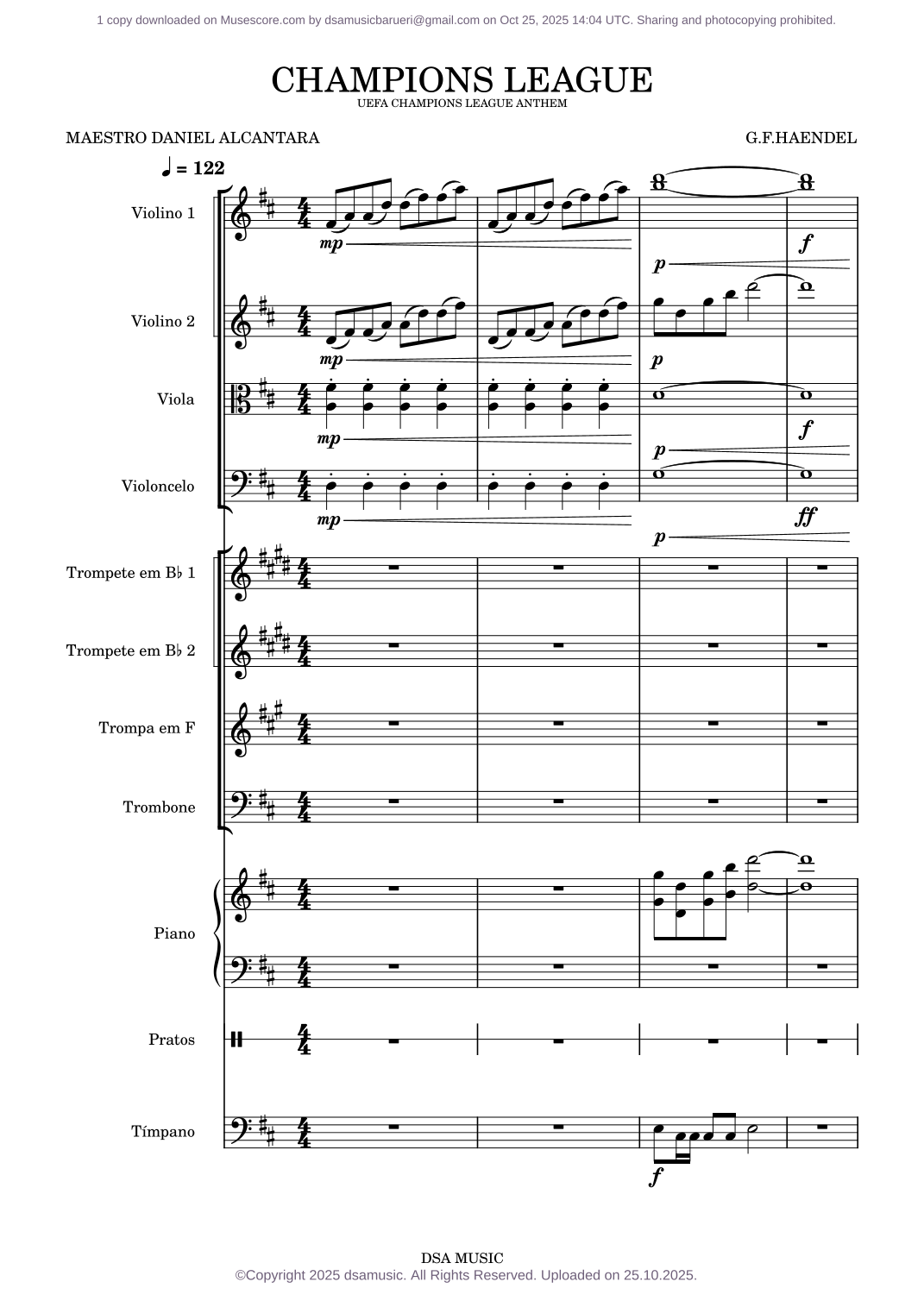 Uefa Champions League Pregame Theme (arr. Daniel Alcantara) by Anthony ...
