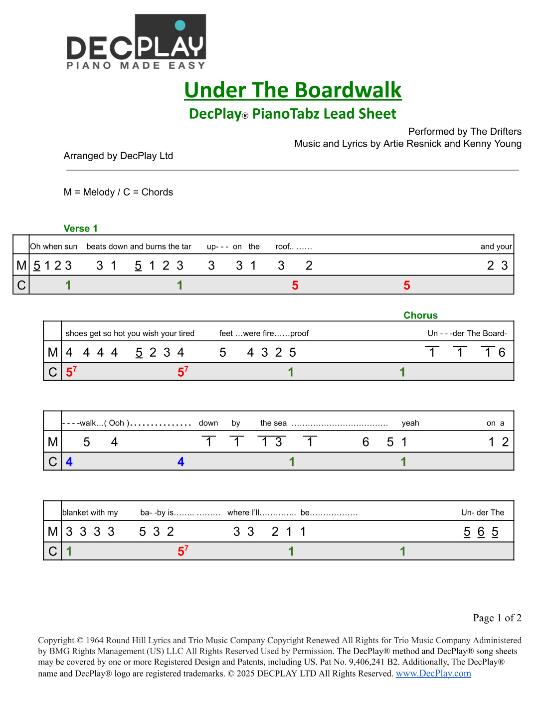 Under The Boardwalk (arr. DecPlay Ltd) by The Drifters Sheet Music for ...