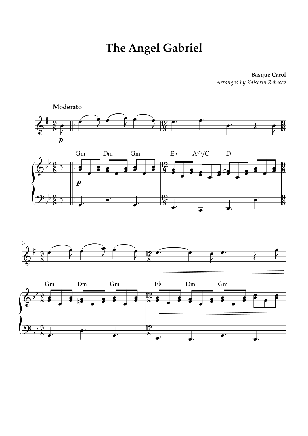 The Angel Gabriel (Gabriel's Message) (arr. Kaiserin Rebecca) by Basque ...
