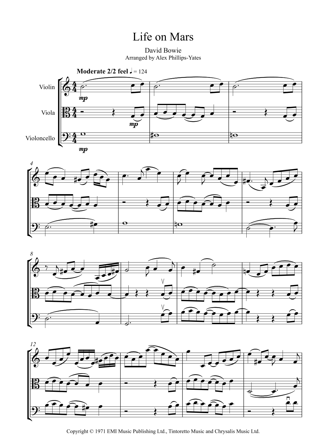 Life On Mars (arr. Alex Phillips-Yates) by David Bowie Sheet Music for ...