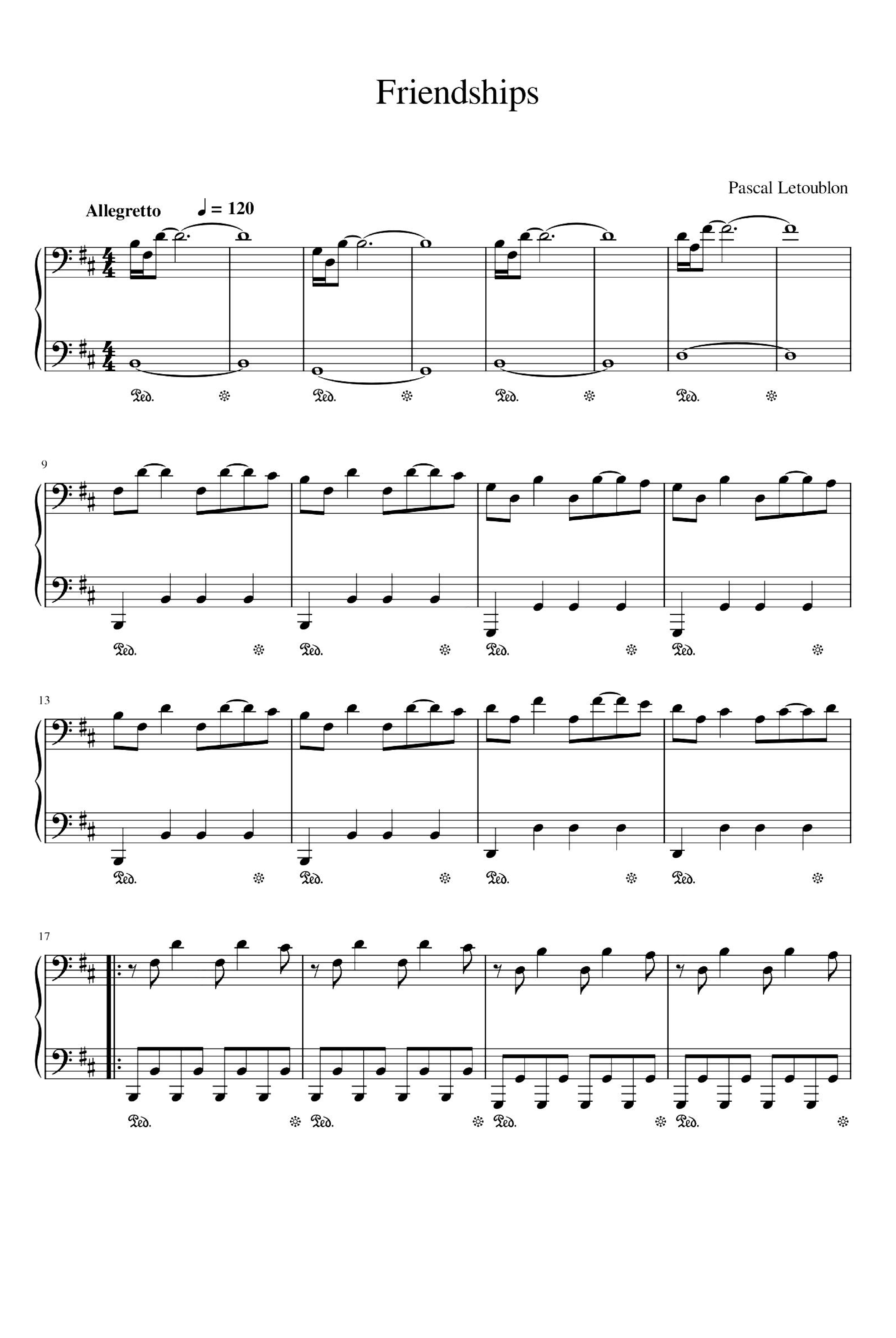 Friendships (arr. Pascal Letoublon) von Pascal Letoublon Noten zum ...