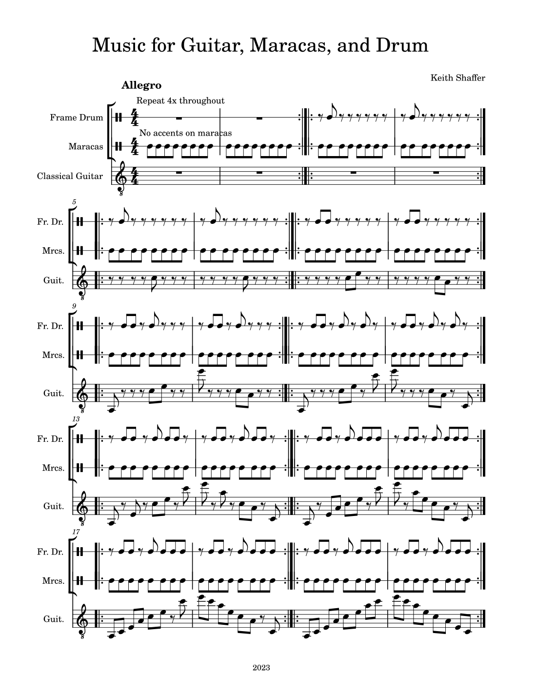Music for Guitar, Maracas, and Drums - Score Only by Keith Shaffer ...