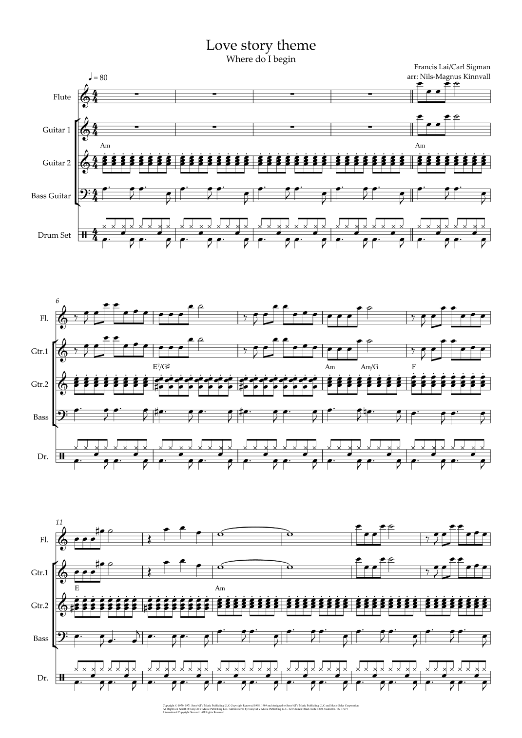 WHERE DO I BEGIN (LOVE THEME) (ARR. NILS-MAGNUS KINNVALL) POR ANDY ...