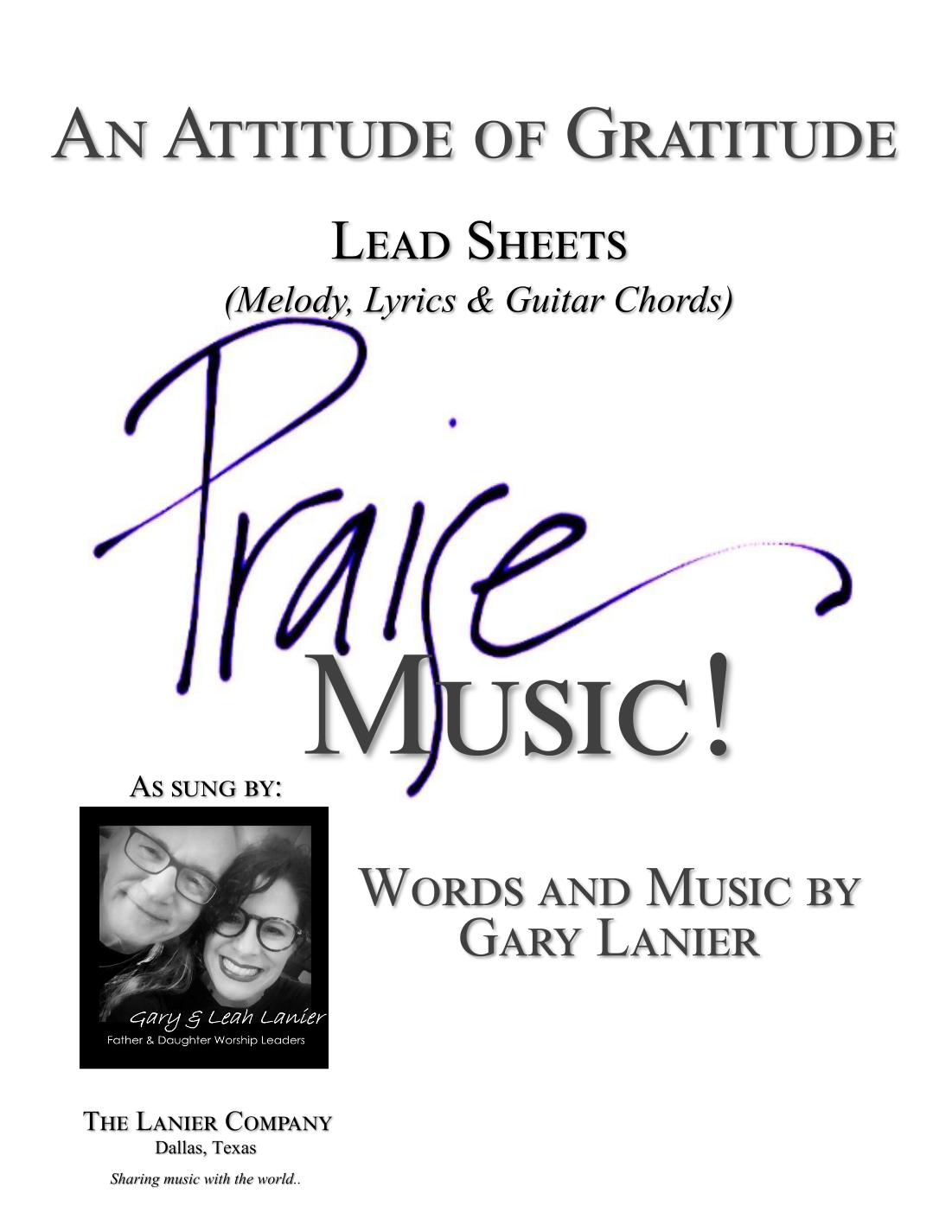 AN ATTITUDE OF GRATITUDE - Lead Sheet, Includes Melody, Lyrics & Chords ...