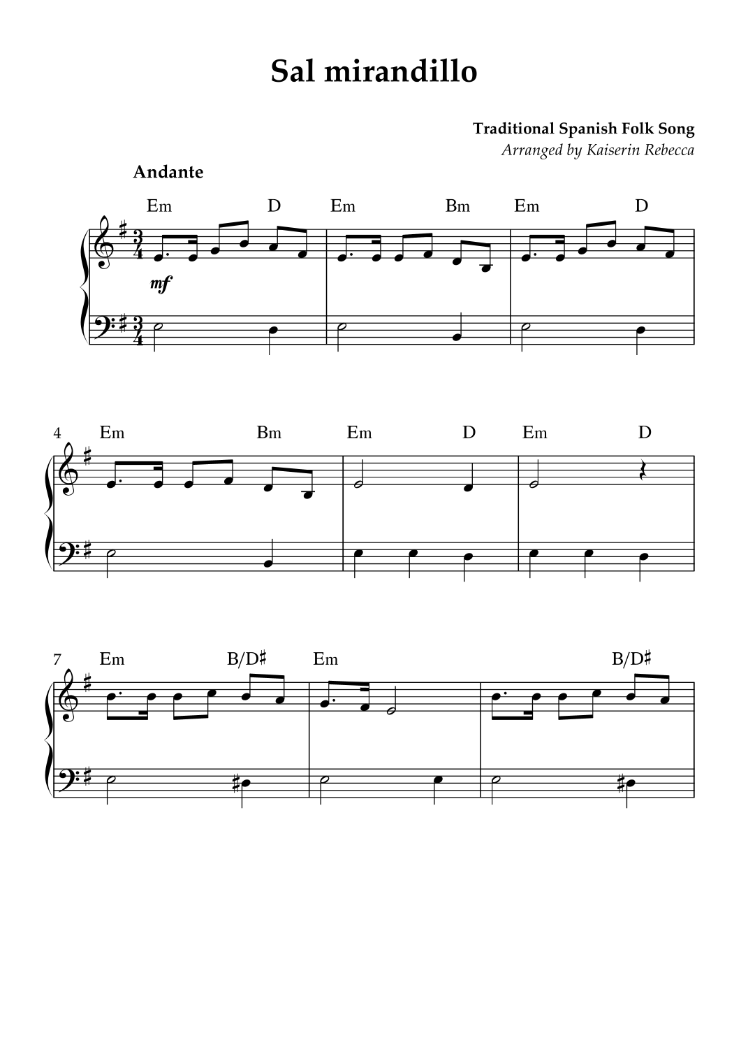 Sal mirandillo (arr. Kaiserin Rebecca) par Traditional Spanish Folk ...
