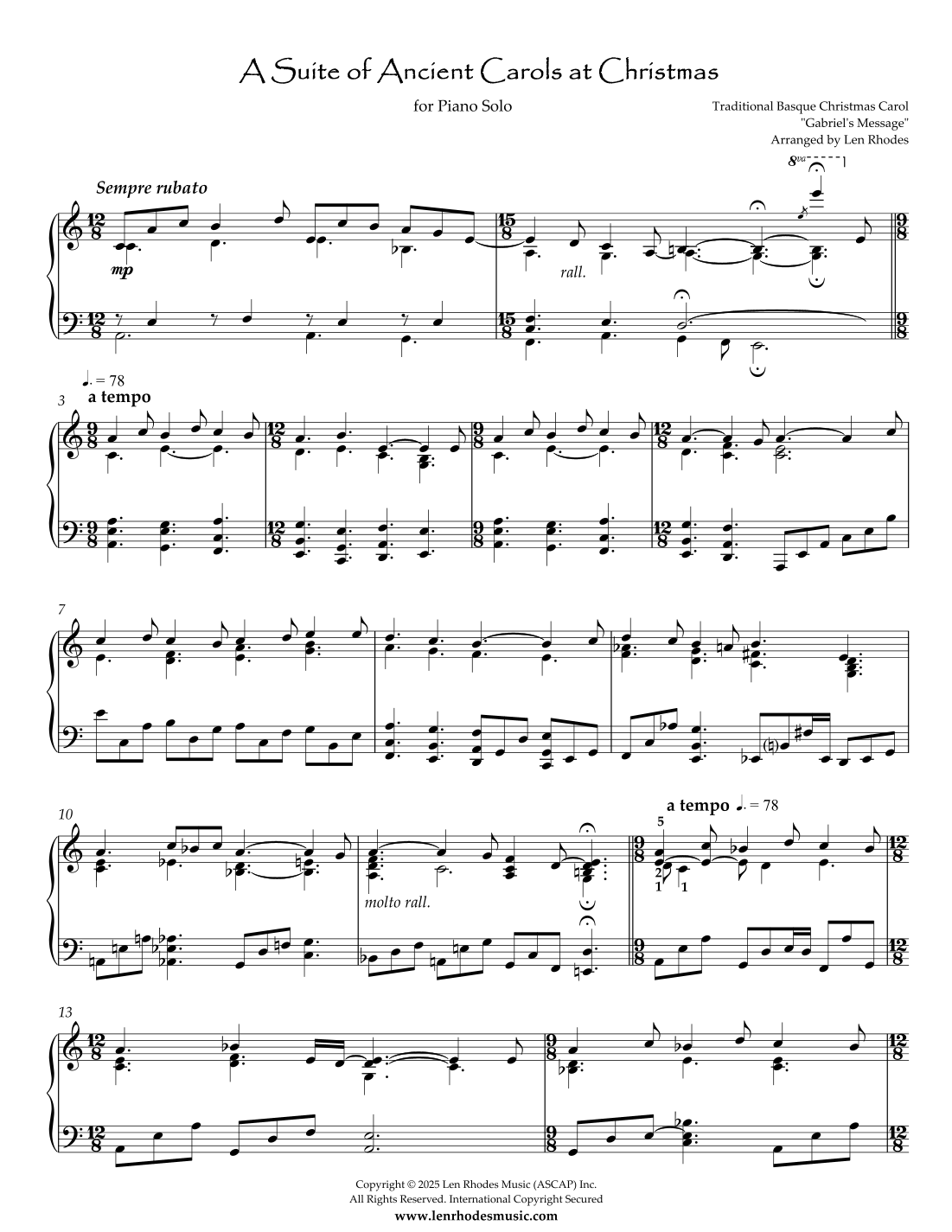 A Suite of Ancient Carols (arr. Len Rhodes) by Len Rhodes Sheet Music ...