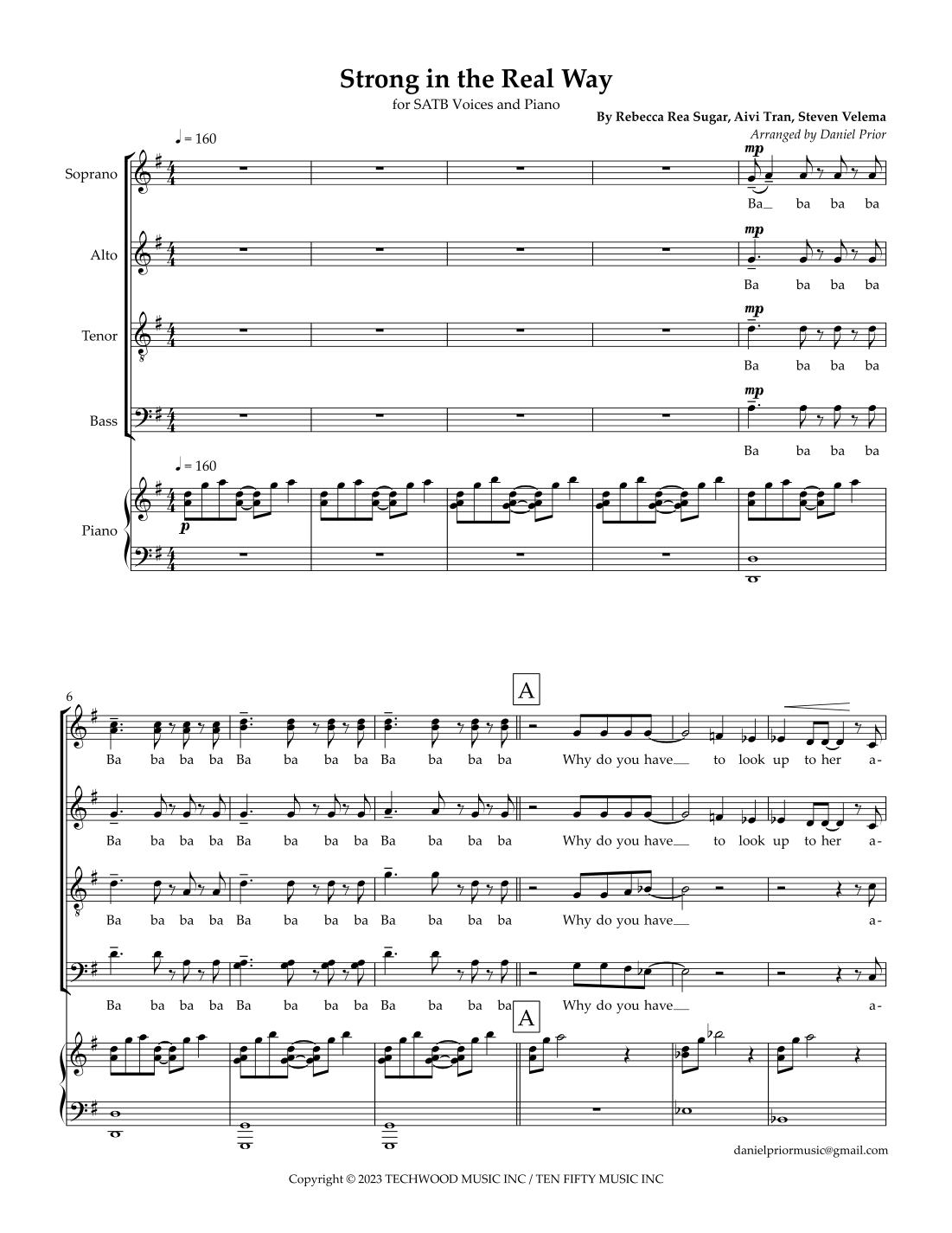 Strong In The Real Way (arr. Daniel Prior) by Steven Universe Sheet ...