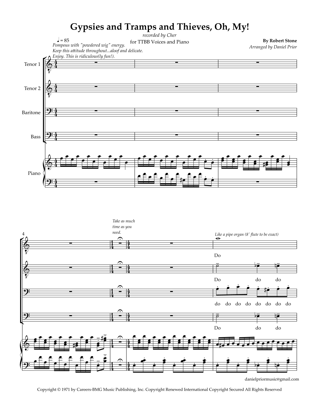 Gypsys, Tramps And Thieves (arr. Daniel Prior) by Cher Sheet Music for ...