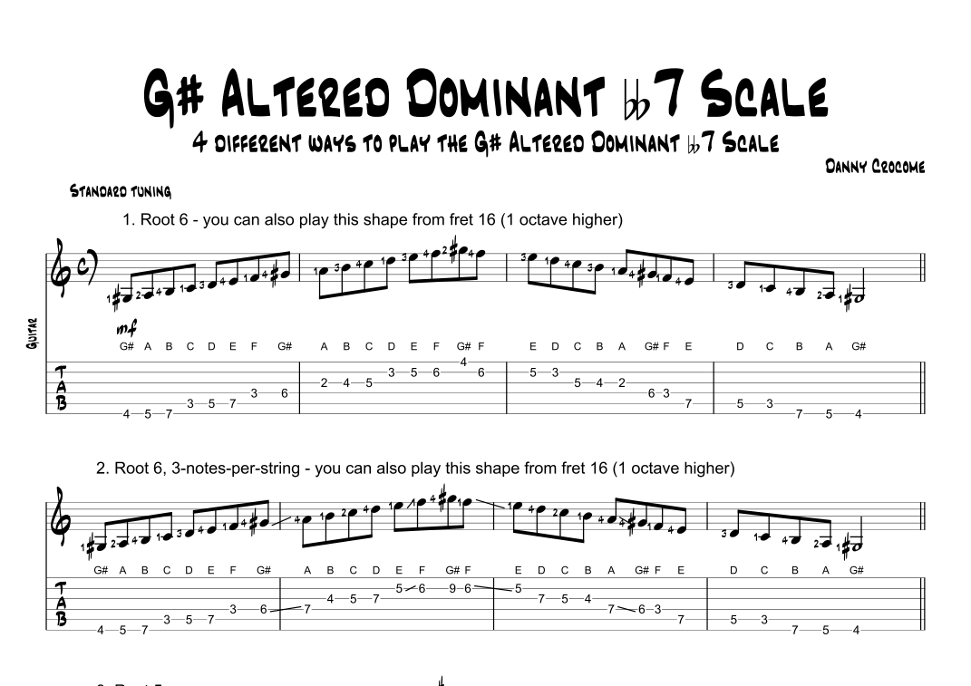 G# Altered Dominant bb7 Scale (4 Ways to Play) by Traditional Sheet ...